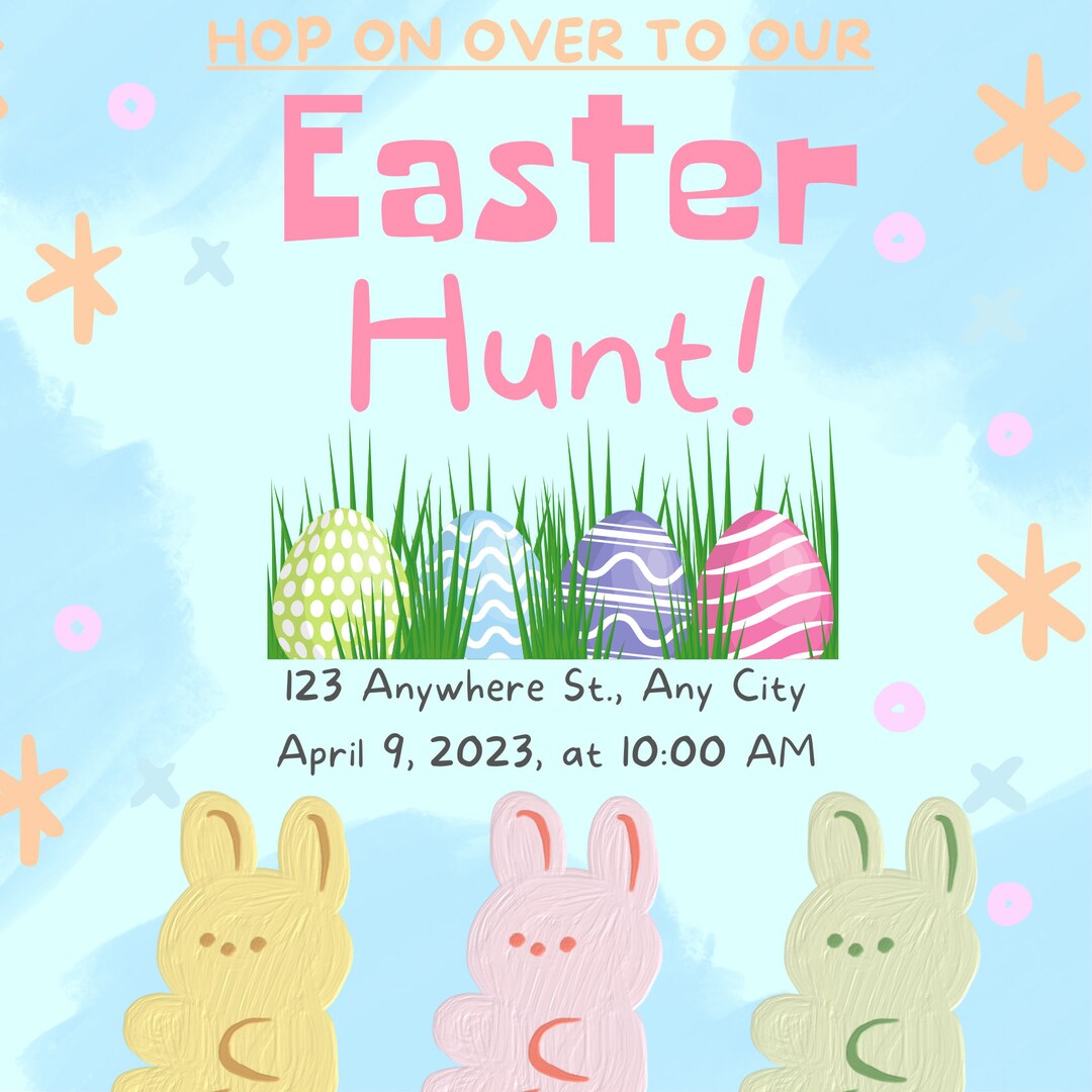 Editable Easter Hunt Invitation, Church Invite, Easy Printable Download ...