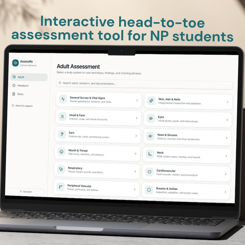 NP FNP Head to Toe Assessment Tool | Adult Newborn Clinical Reference ...