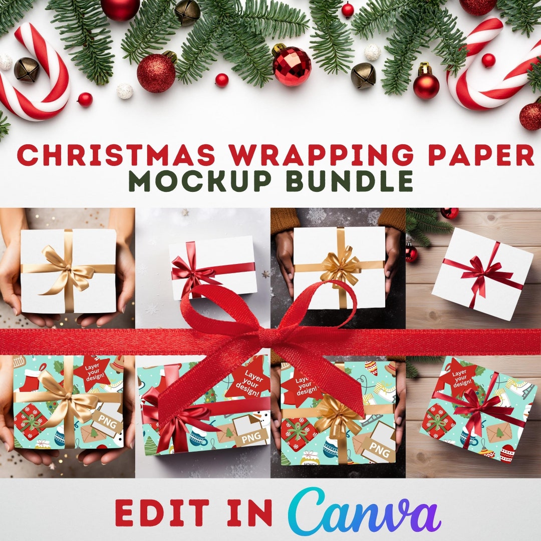 Wrapping Paper Mockup Bundle, Christmas Wrapping Paper Mockup Bundle ...
