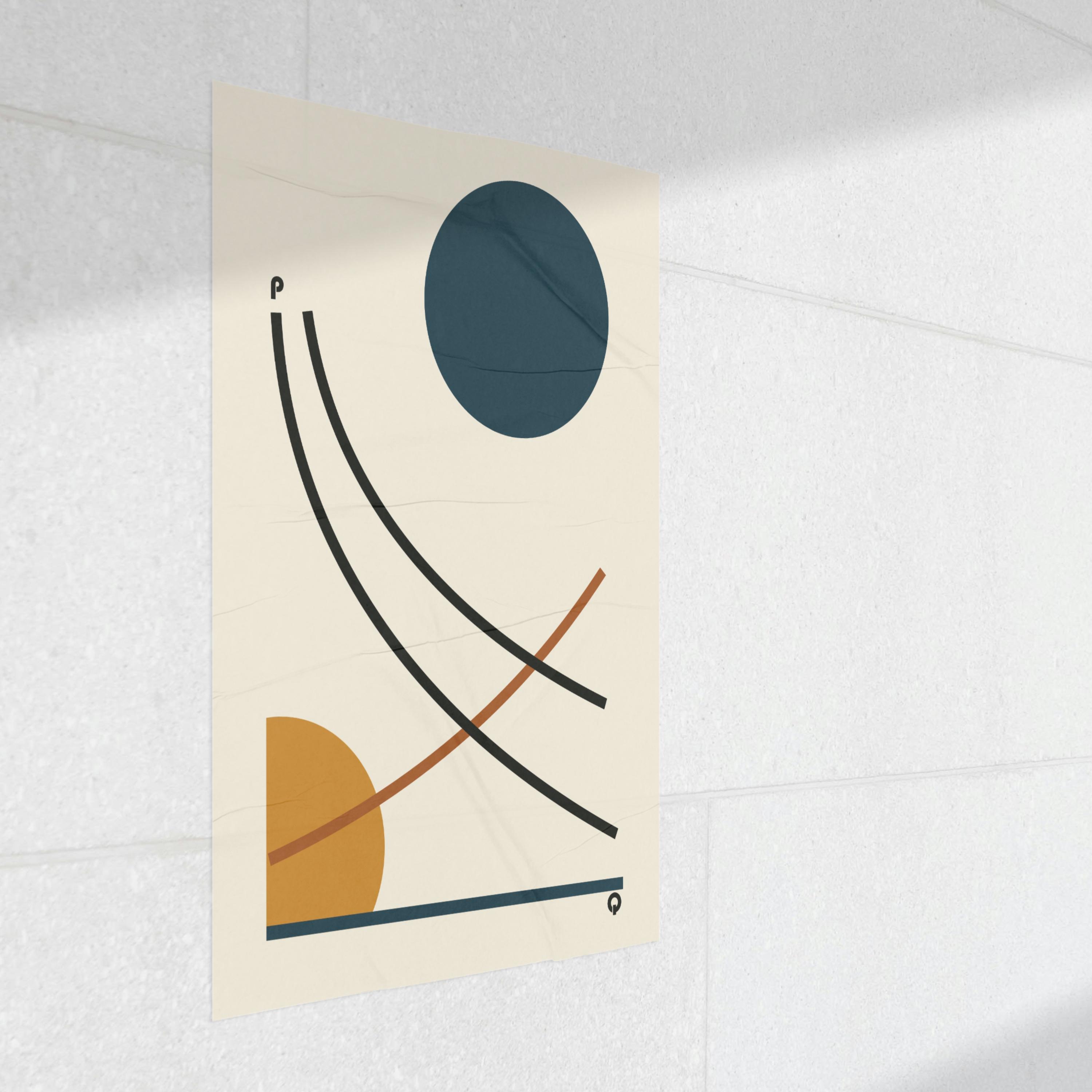 Supply and Demand Curve Poster: Mid-century Modern Economics Wall Art ...
