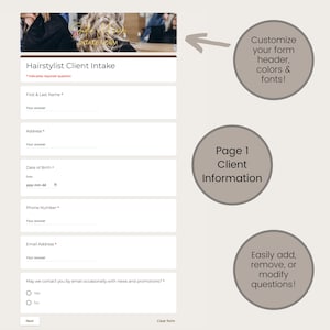 Intake Form Hair, Digital Client Intake Form Hairstylist, Google Form ...