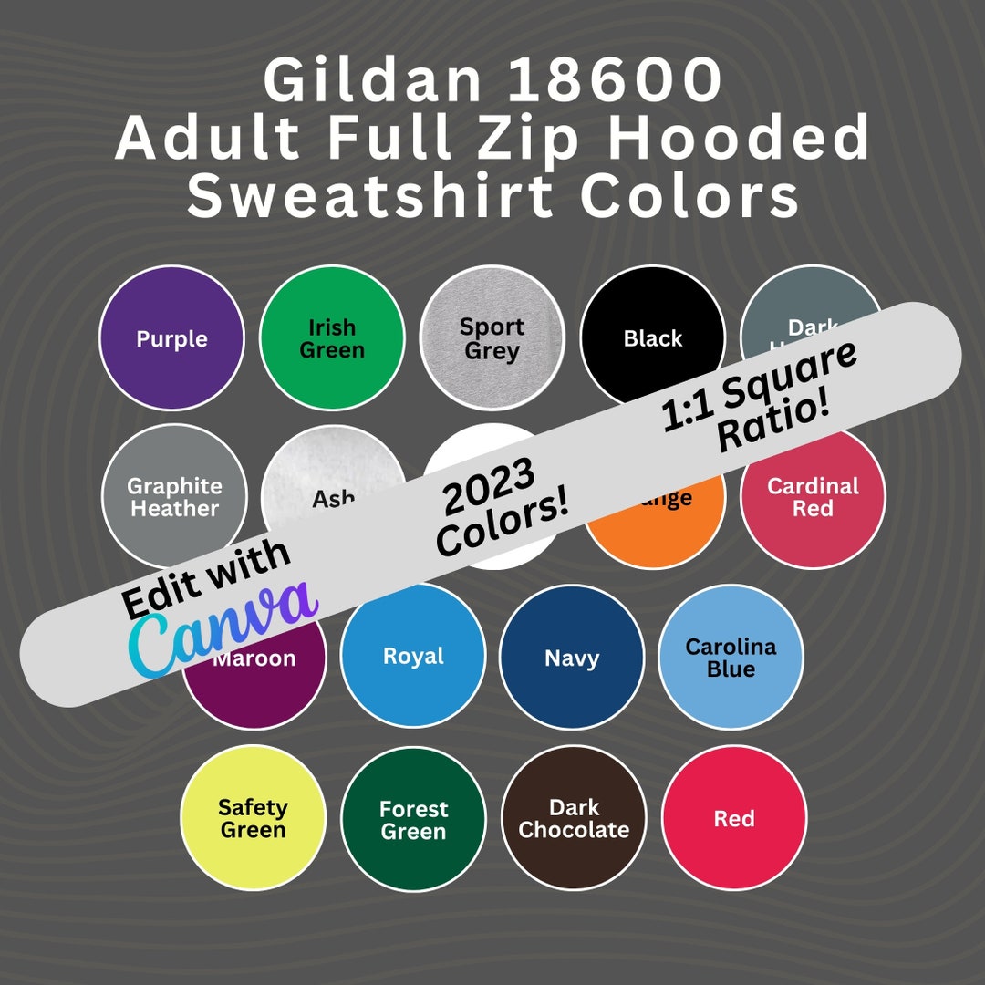 18600 Color Chart Gildan 18600 Color Chart Editable 18600 - Etsy