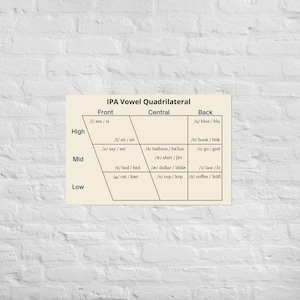 English Vowel Quadrilateral IPA Chart Poster | Linguistics Speech ...