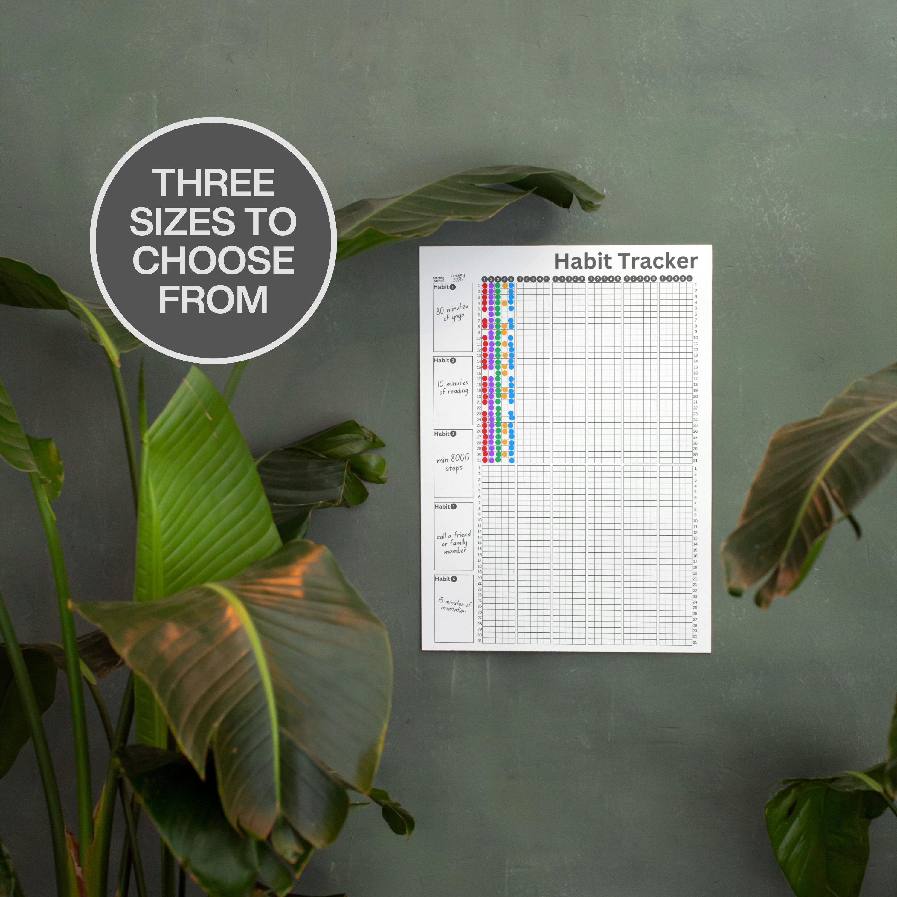 Yearly Habit Tracker Poster: Color-in Daily Goal Chart - Etsy