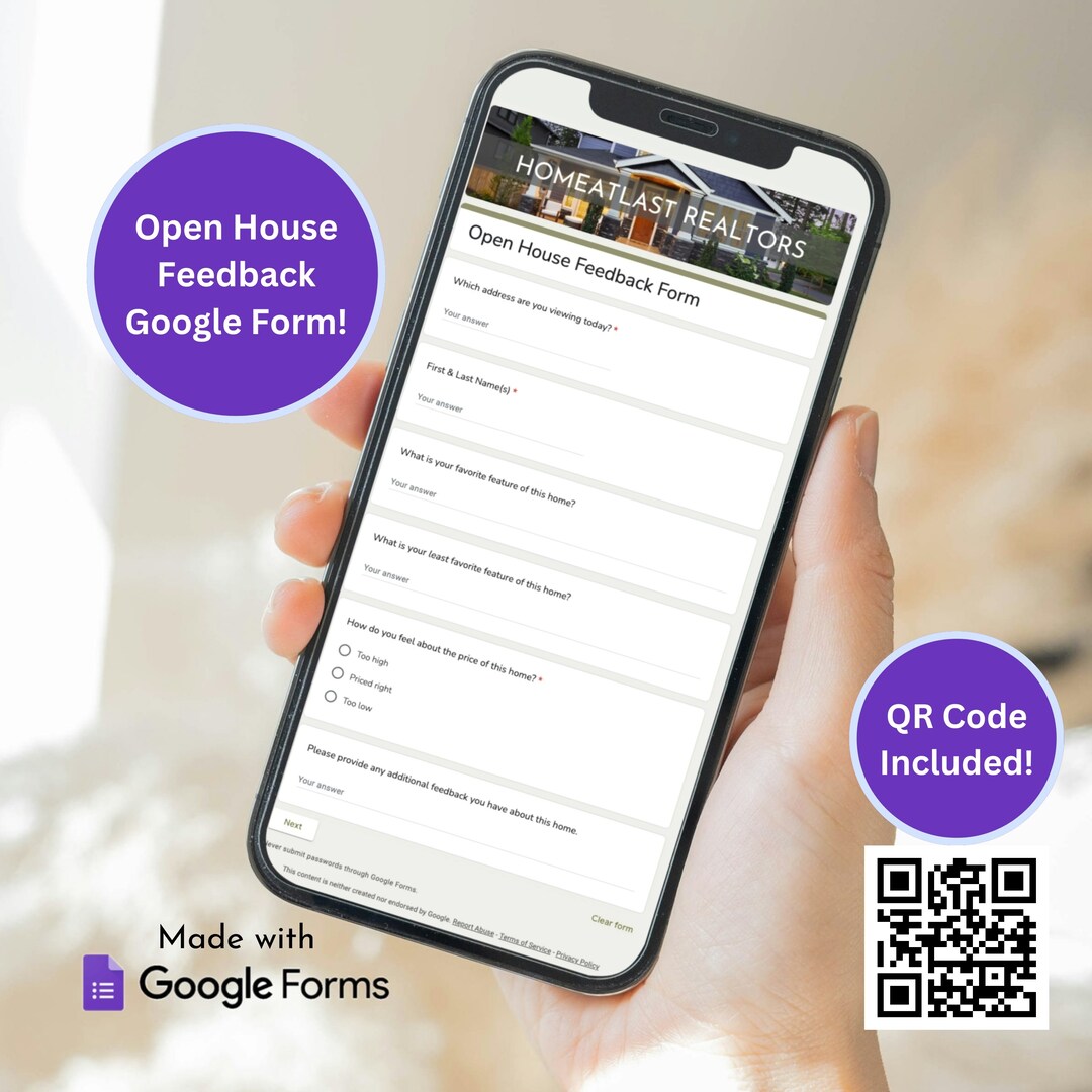 Open House Feedback Google Form: Mobile Realtor Survey (canva Templates ...