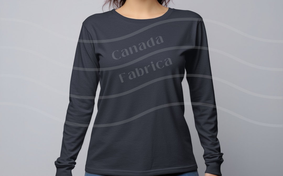 3501 Heather Navy, 3501 Model Mockup Woman, B3501 Mockup, Heather Navy ...