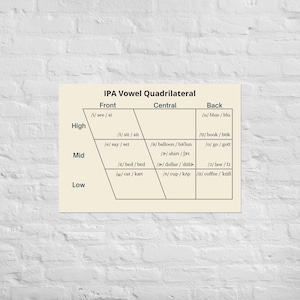 English Vowel Quadrilateral IPA Chart Poster | Linguistics Speech ...