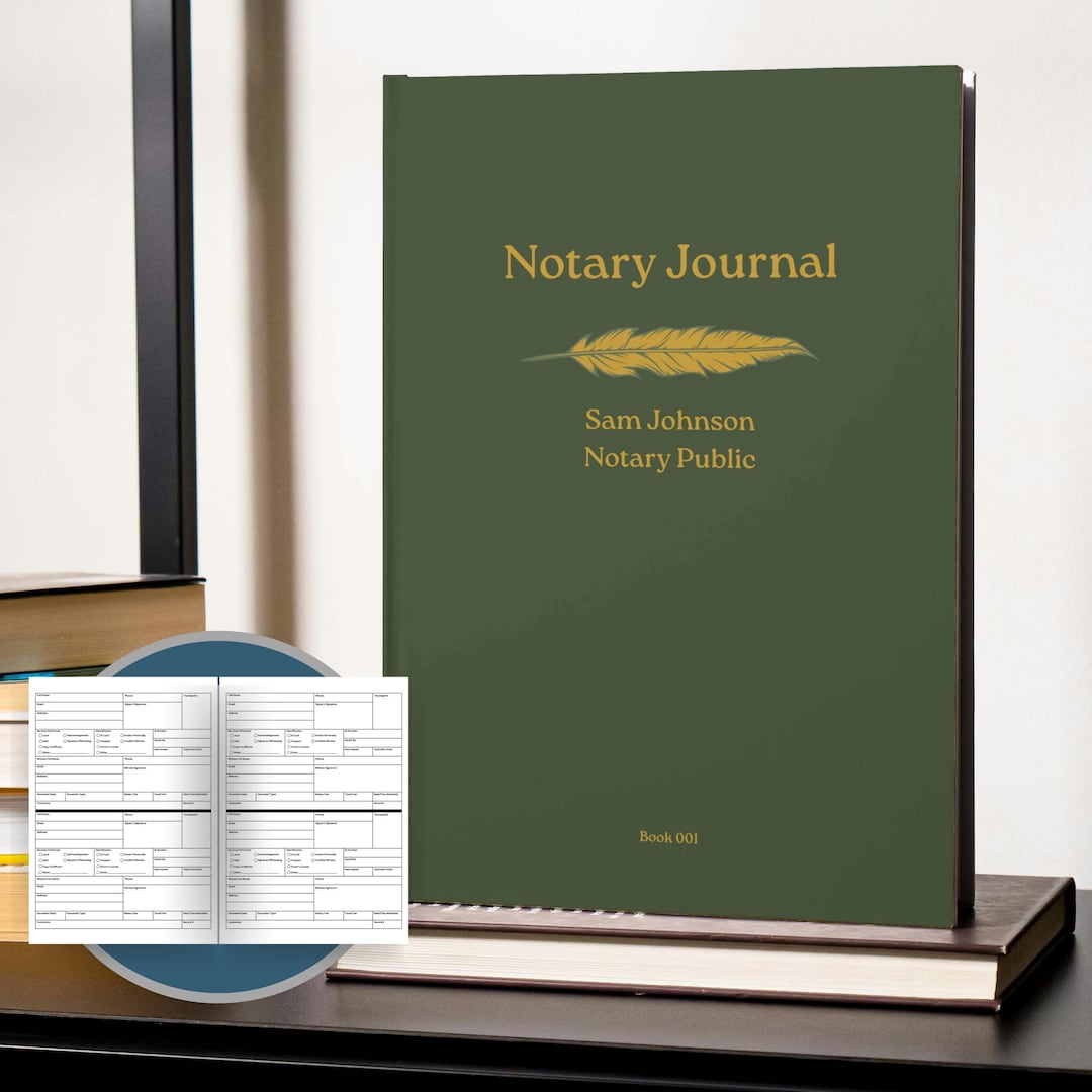 Personalized Green Notary Journal: Public Record Book - Etsy