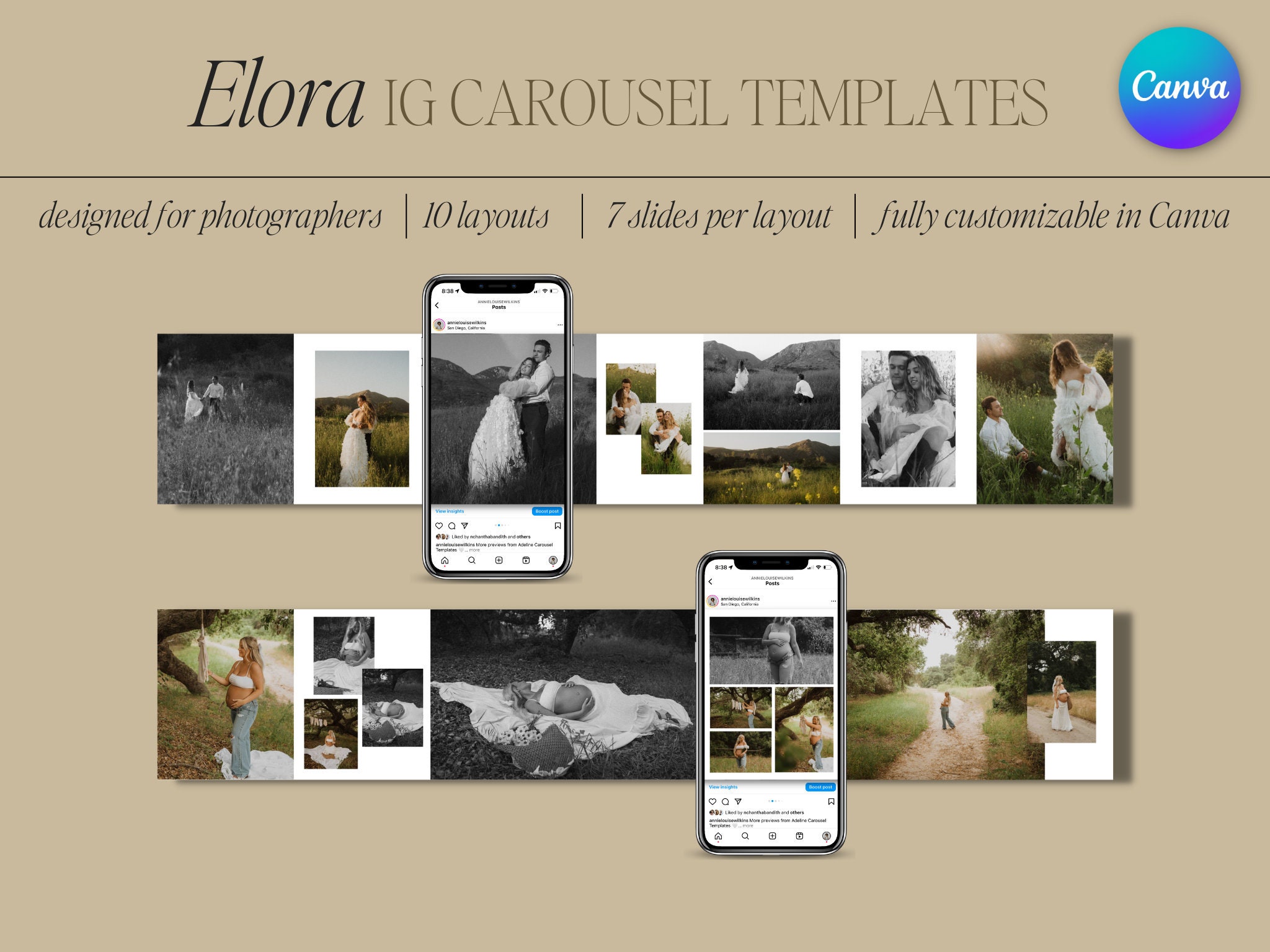 Elora Canva Instagram Carousel Templates - Etsy