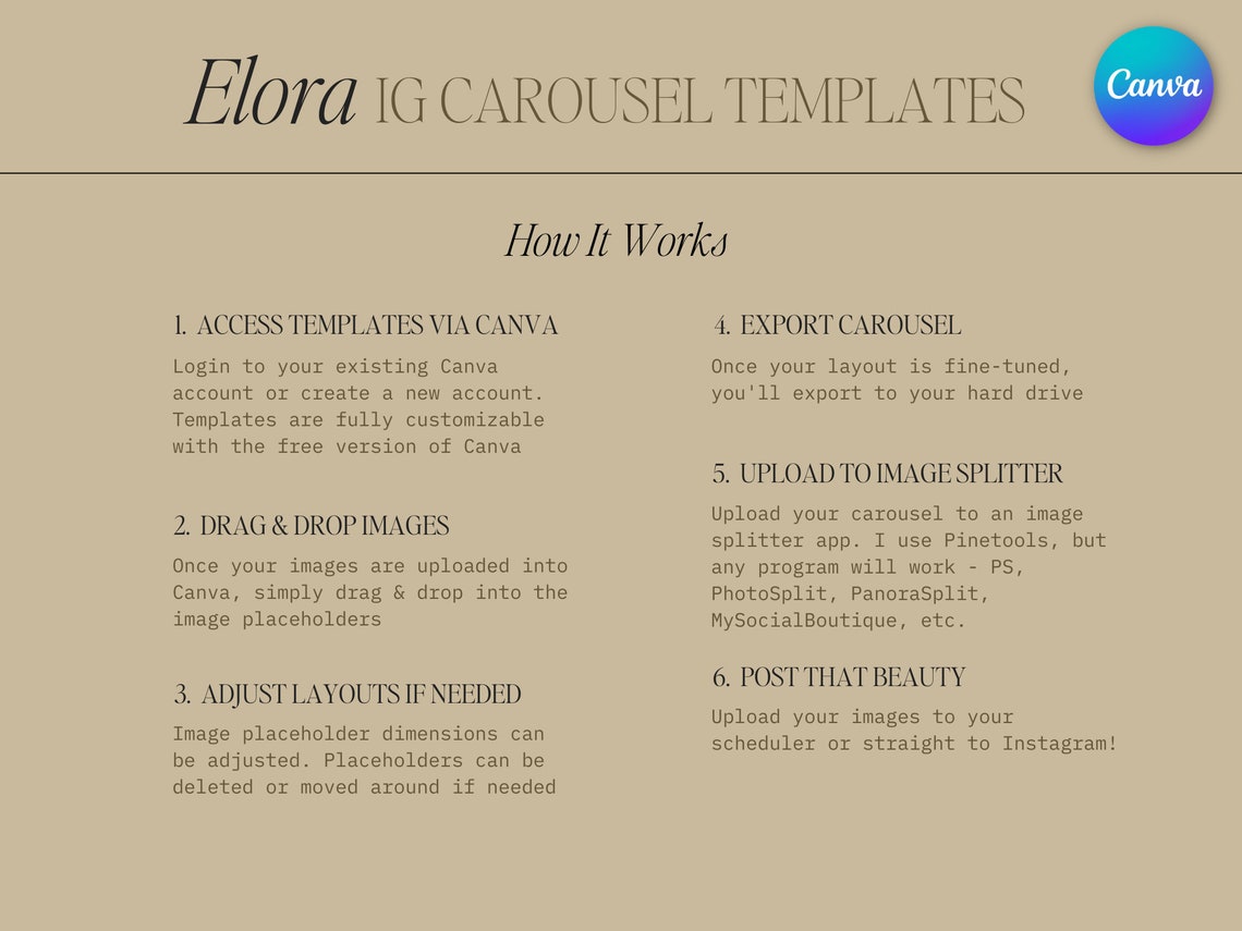 Elora Canva Instagram Carousel Templates - Etsy