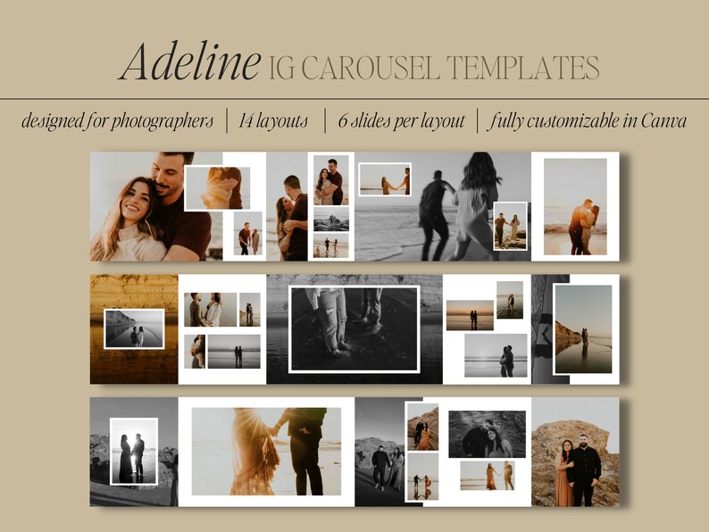 Adeline | Canva Instagram Carousel Templates - Etsy