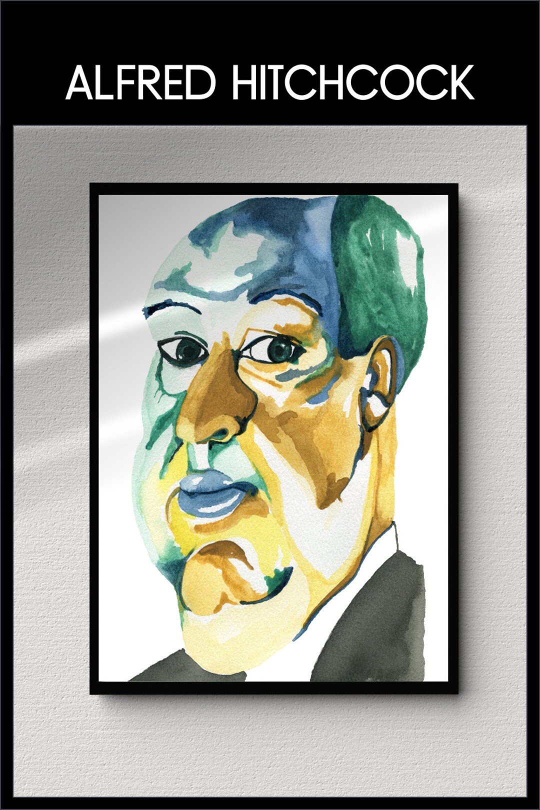 Vibrant Watercolor Art of Alfred Hitchcock Alfred Hitchcock - Etsy