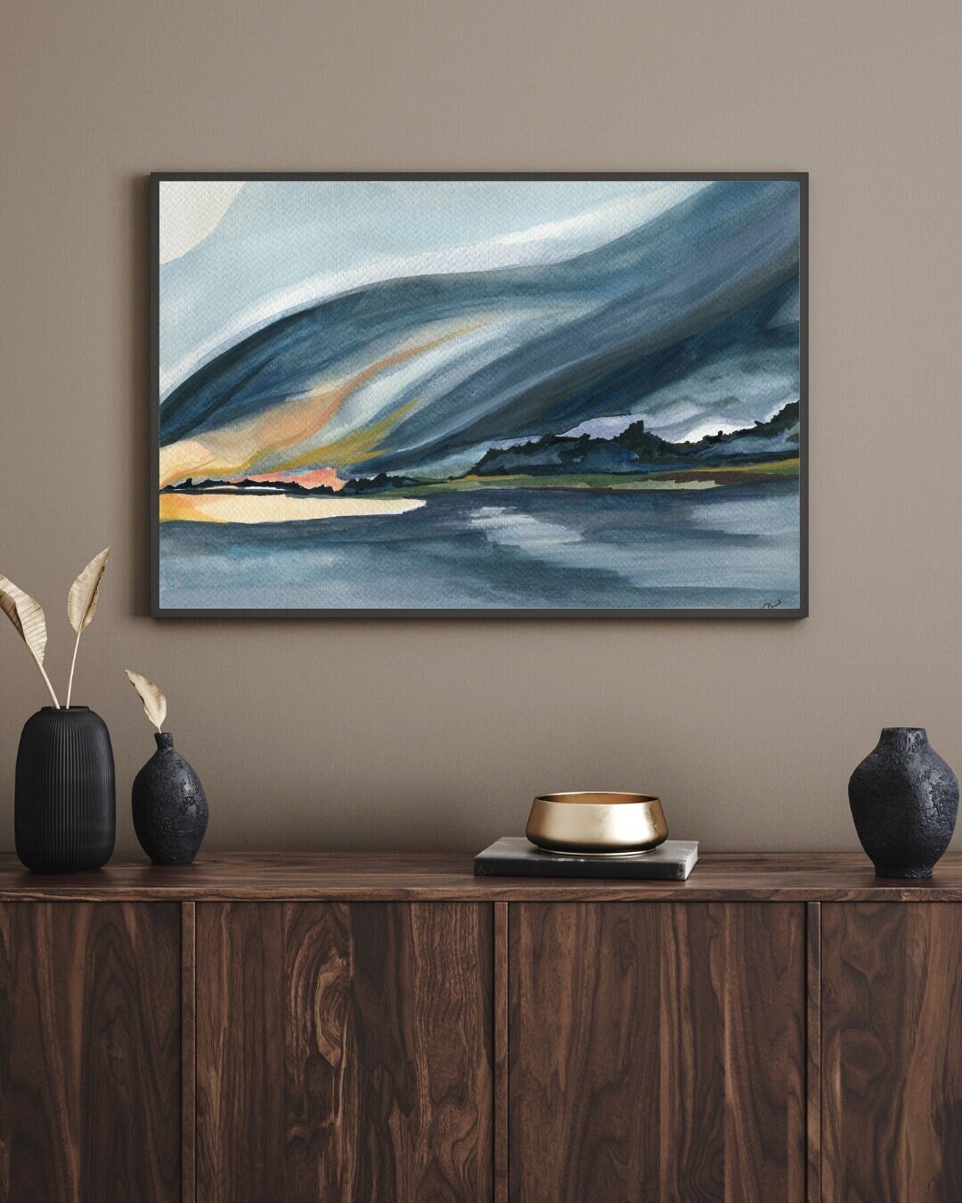 Artistic Dawn Scene in Watercolor-sweeping Sky in Watercolor - Etsy