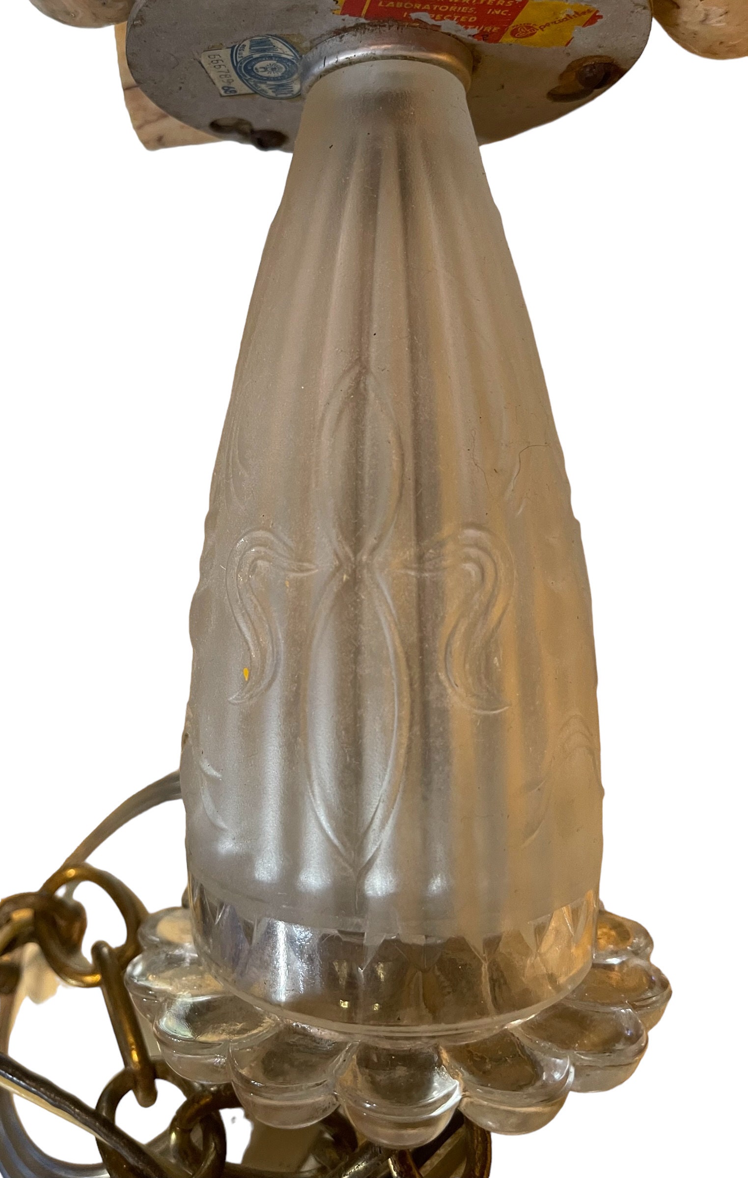 Vintage 1940s Fresnel Style Crystal Shade Ceiling Fixture. - Etsy