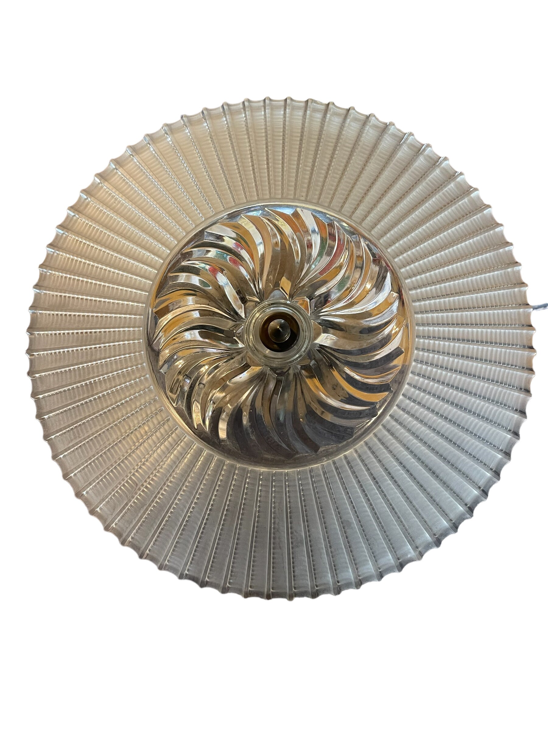 Vintage 1940s Fresnel Style Crystal Shade Ceiling Fixture. - Etsy