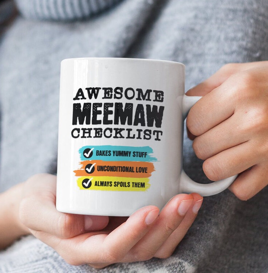 AWESOME MEEMAW MUG Meemaw Checklist Gift for Meemaw From Grandchildren ...