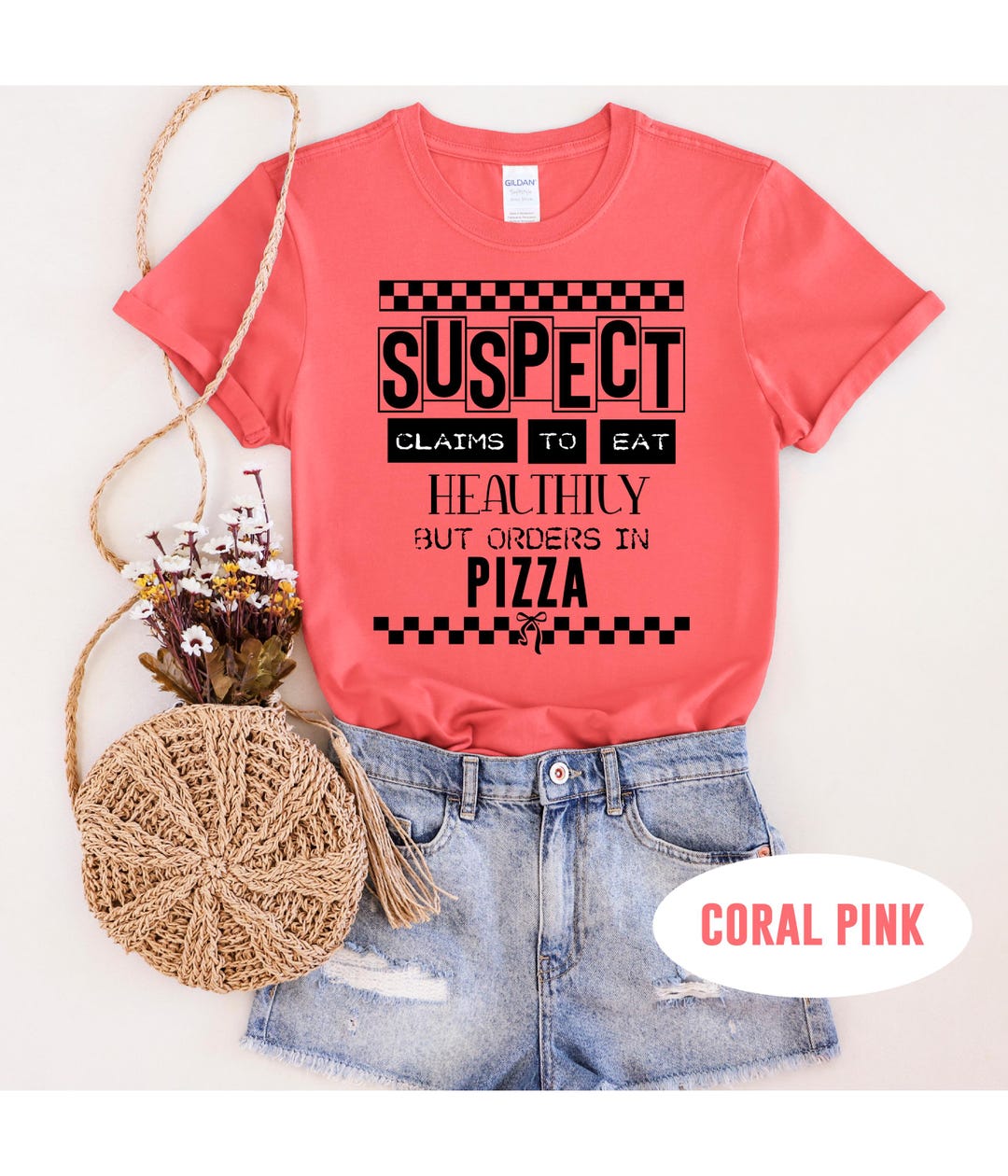 Suspect Claims to Eat Healthily Pizza Lover T-shirt Funny Suspect ...