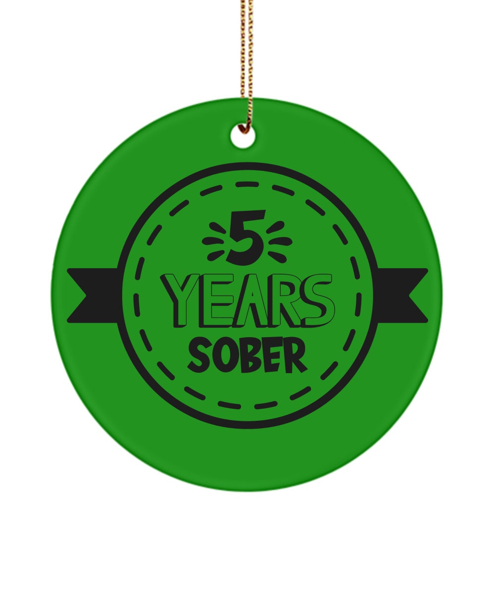 5 Years Sober Ornament, 5 Yr Sobriety Anniversary, Recovery Gifts for ...