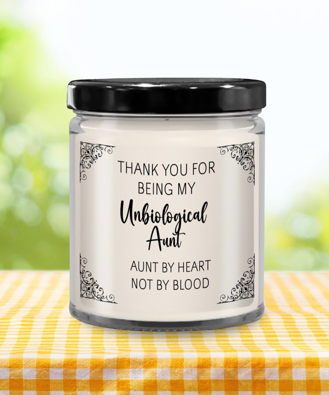 UNBIOLOGICAL AUNT CANDLE Aunt by Heart Not by Blood Thank You Gift for ...