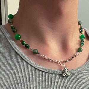 Silver Moss Agate Frog Necklace - Etsy
