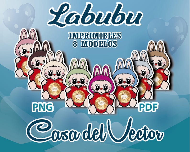 Labubu Sweetness Week Chocolate Wrapper, Printable Clipart 8 Different ...