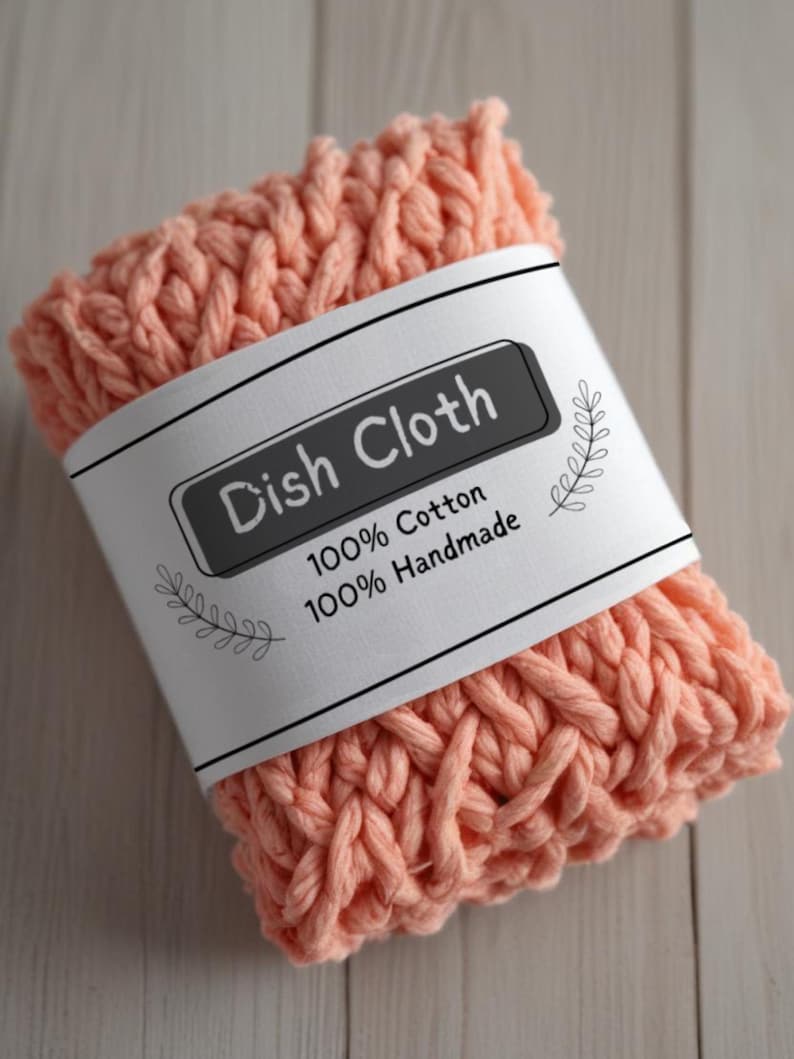 Editable Dishcloth & Washcloth Wrap Label: Printable Bath Set Template ...