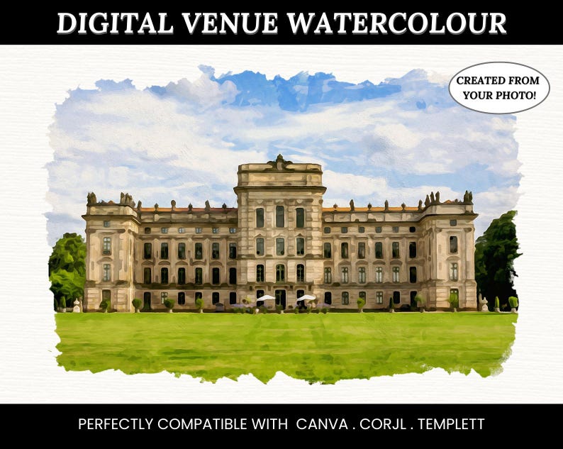 Personalized Wedding Venue Watercolor Illustration: Custom Venue Art ...