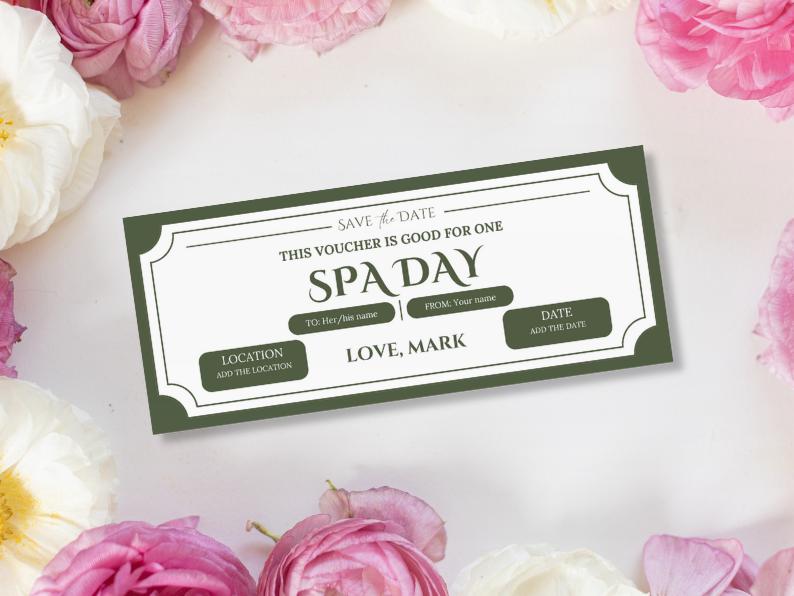 Editable Spa Day Voucher Template: Printable Gift Certificate (canva ...