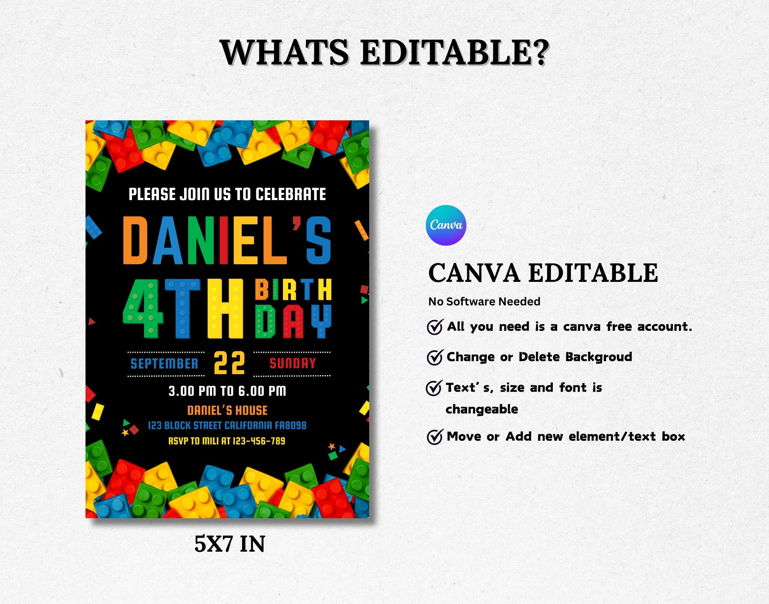 Editable Building Blocks Birthday Invitation | Blocks Birthday ...