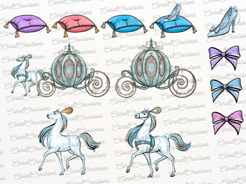 Cinderella Clipart, Fairy Tale Princess, Glass Slipper, Castle, Pumpkin ...
