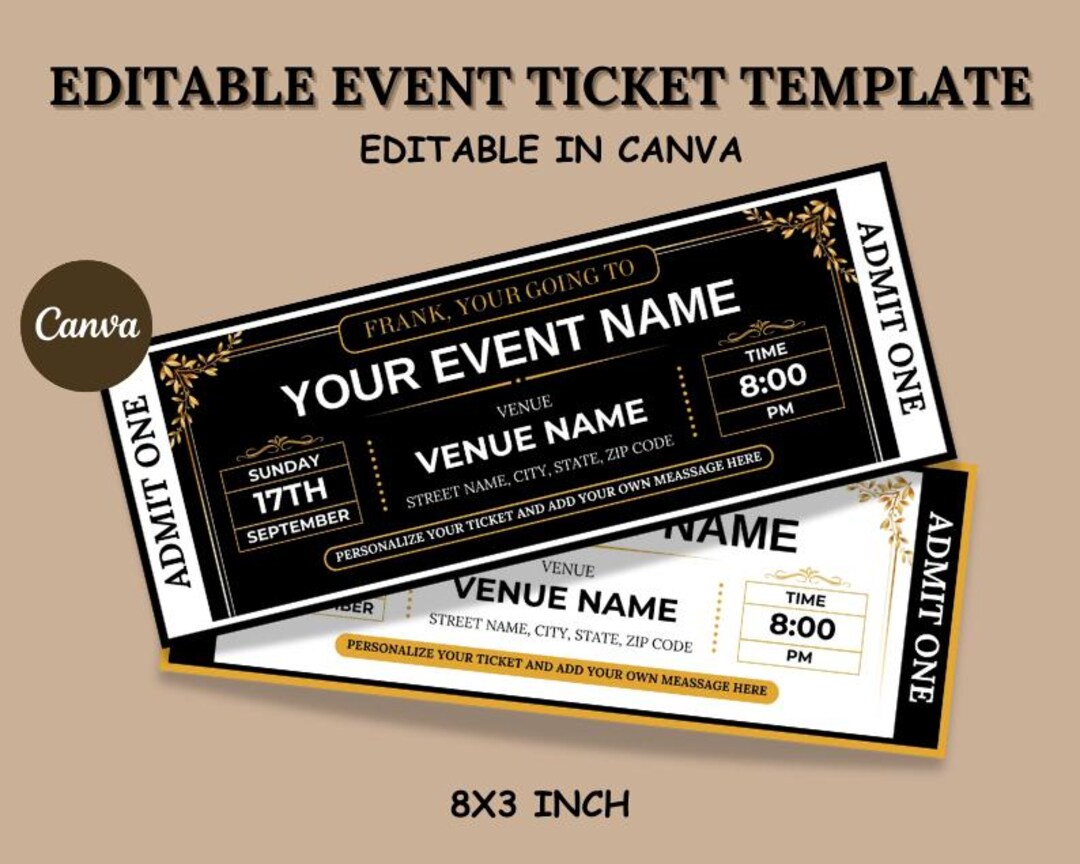 Editable Event Ticket Template: DIY Printable Invitation (canva) - Etsy