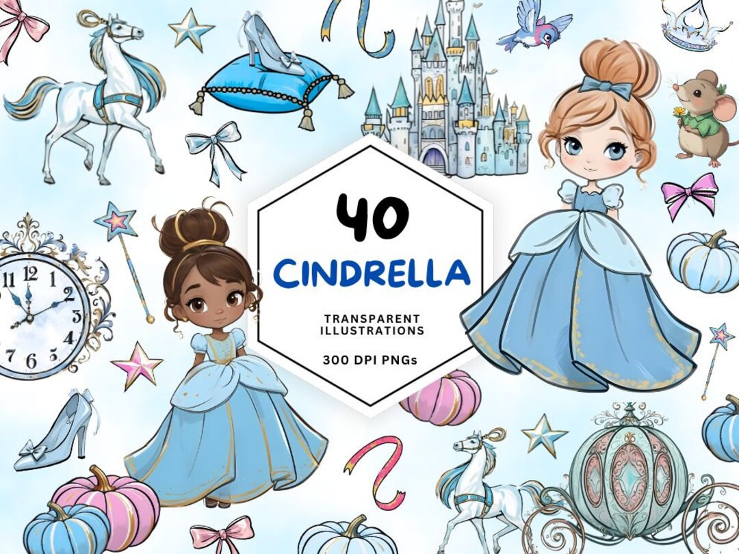 Cinderella Clipart, Fairy Tale Princess, Glass Slipper, Castle, Pumpkin ...