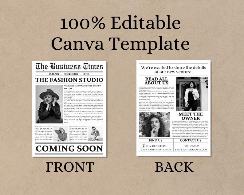 Editable Business Newspaper Template, Business Announcement Newspaper ...