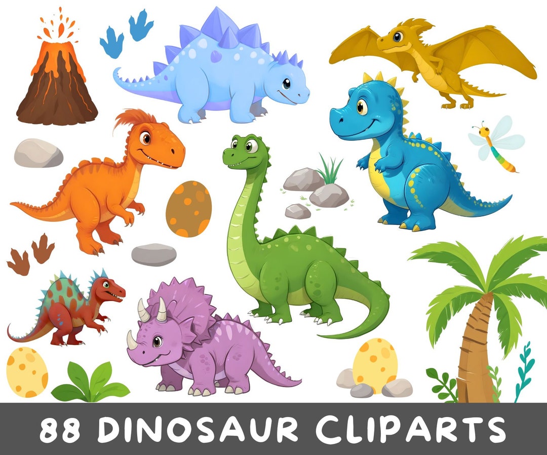 Dinosaur Clipart, Dinosaur Birthday, Cute Dinosaur, Invitation, Baby ...