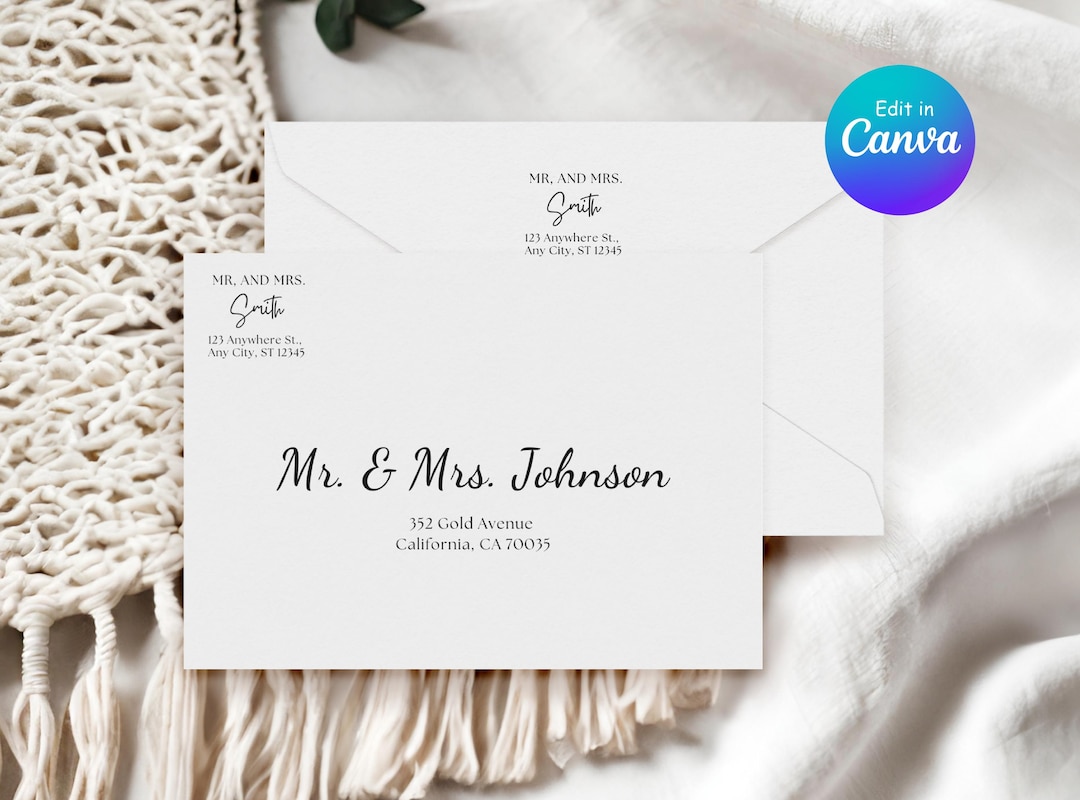 Elegant Wedding Address Label Template: DIY Printable (instant Download ...