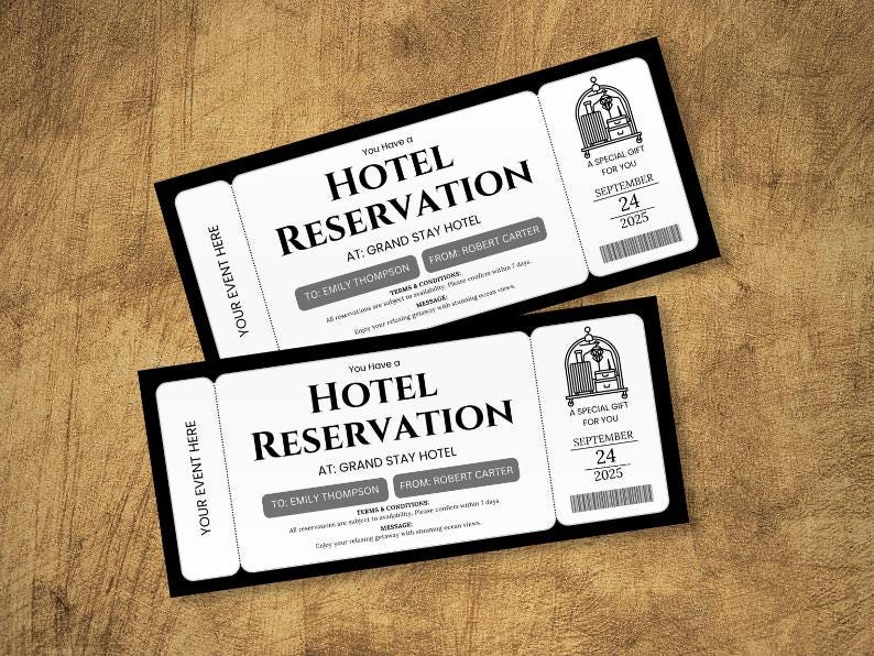Personalized Hotel Stay Gift Voucher: Editable Staycation Ticket ...