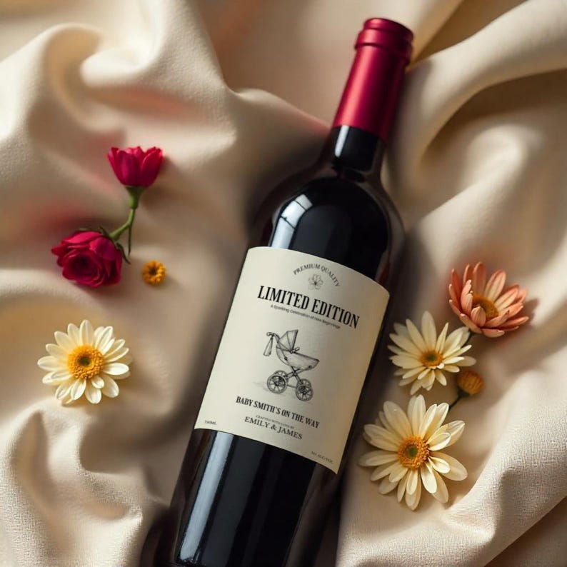 Editable Pregnancy Announcement Wine Label: Custom Baby Reveal (digital ...