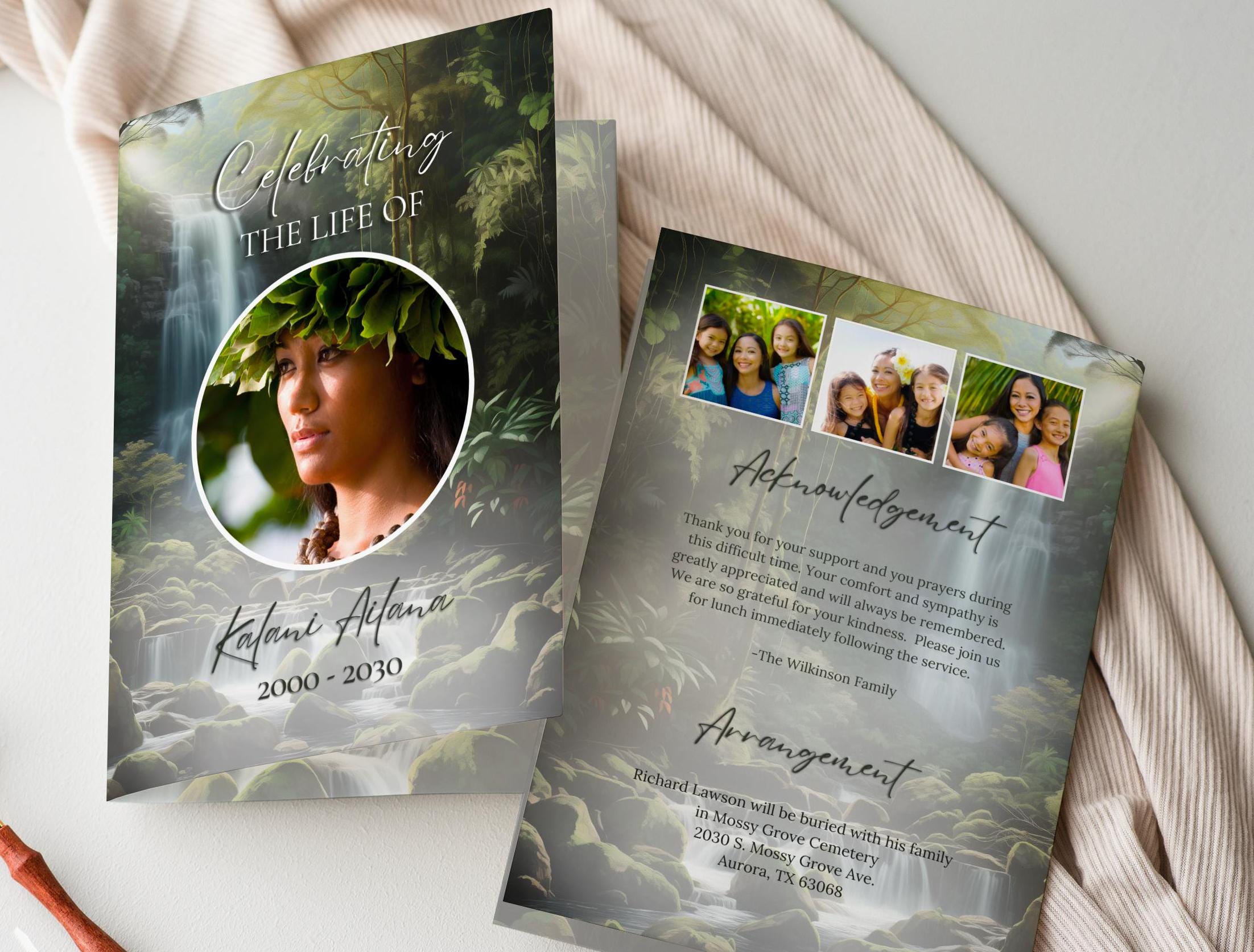 Tropical Funeral Program Template: Hawaiian Celebration of Life ...