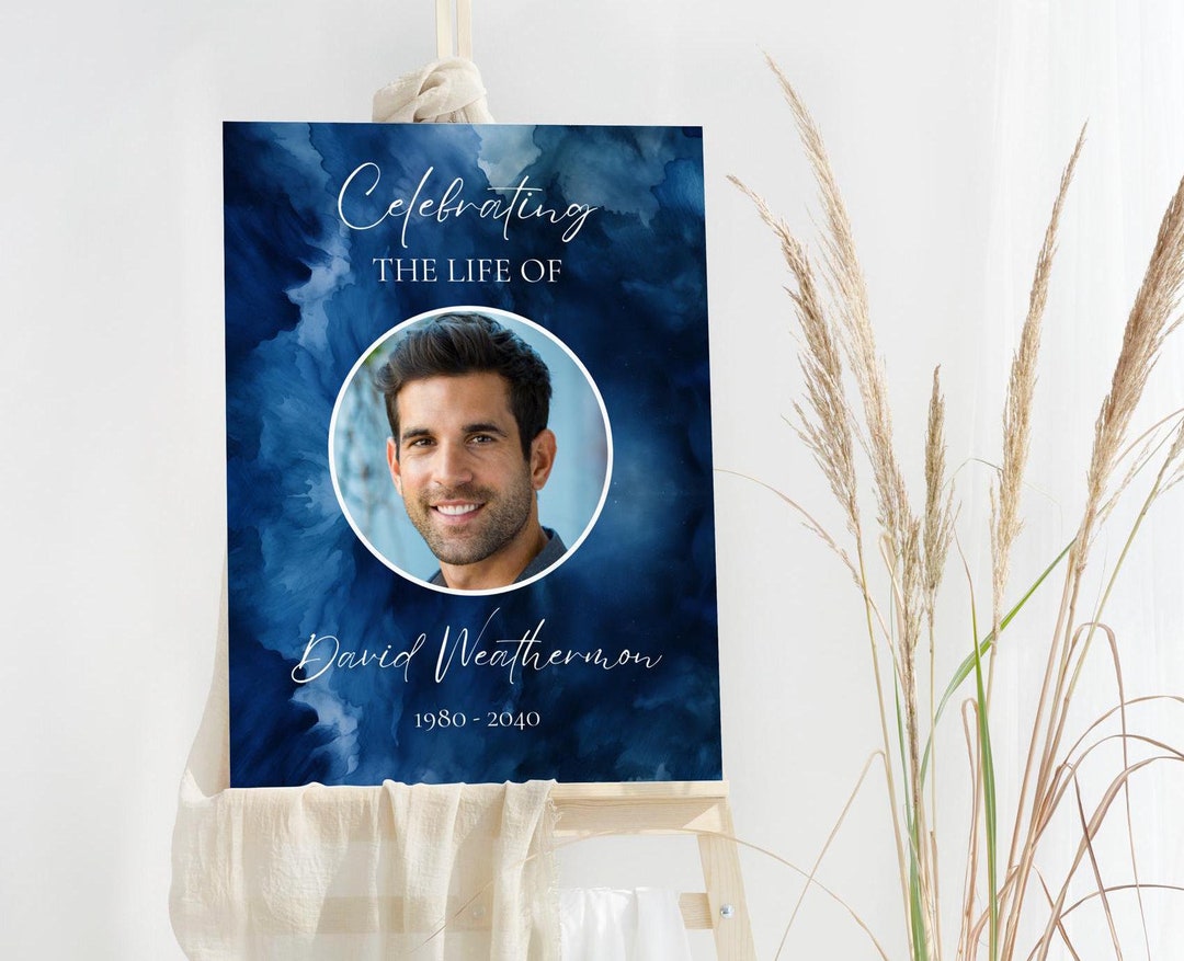 Celebration of Life Poster Decorations Editable Funeral Sign Template ...