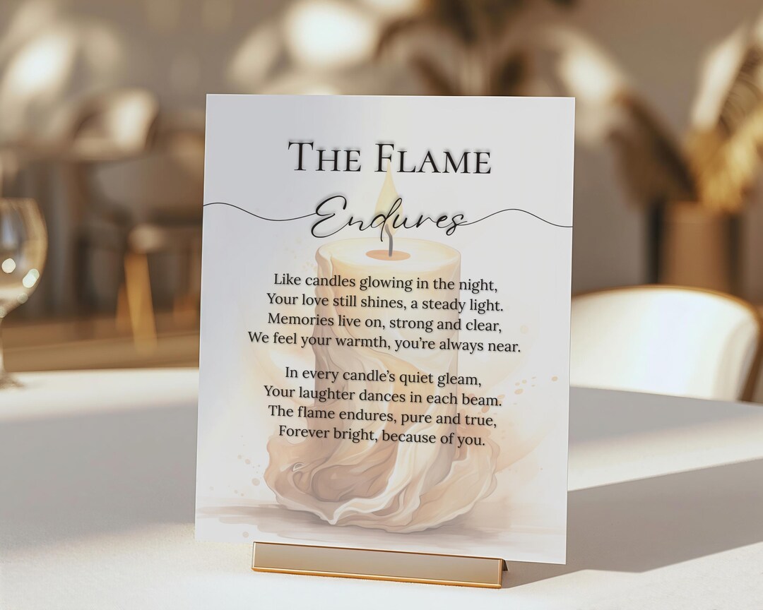 Celebration of Life Favors Poem, Printable Candle Vigil Funeral ...