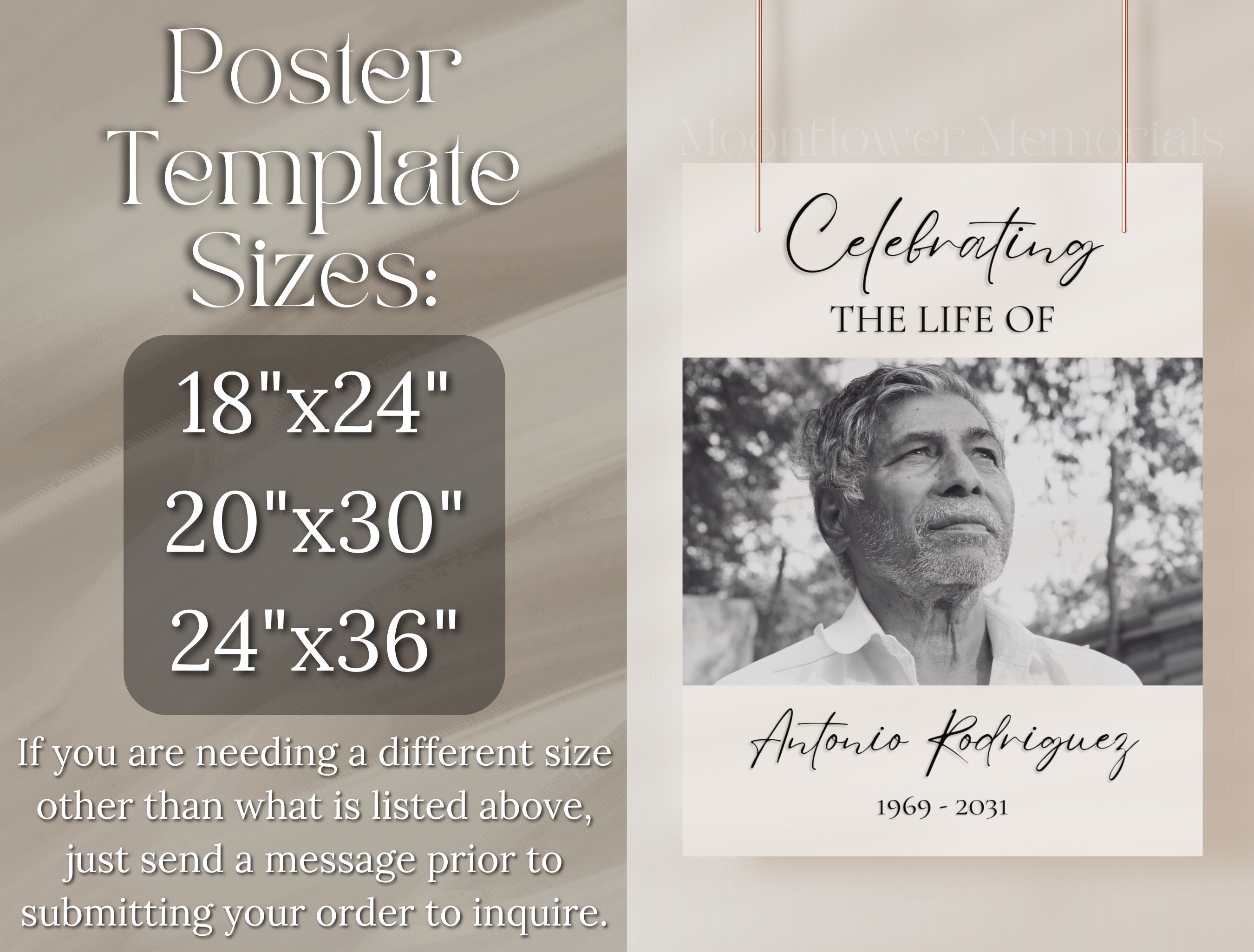 Funeral Poster Template Celebration of Life Poster Memorial Service ...