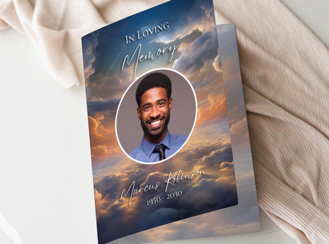 Sunset Sky Funeral Program Template: Editable Memorial (digital ...