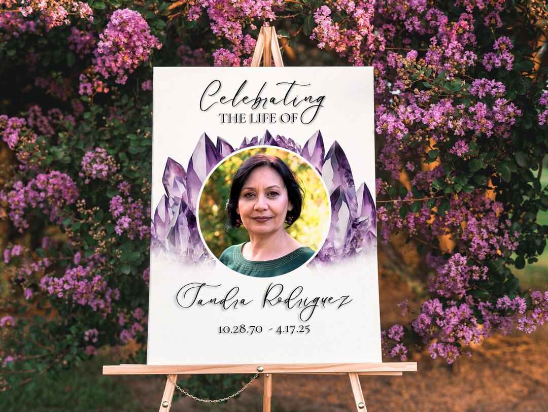 Purple Crystal Celebration of Life Poster Template (digital Download ...