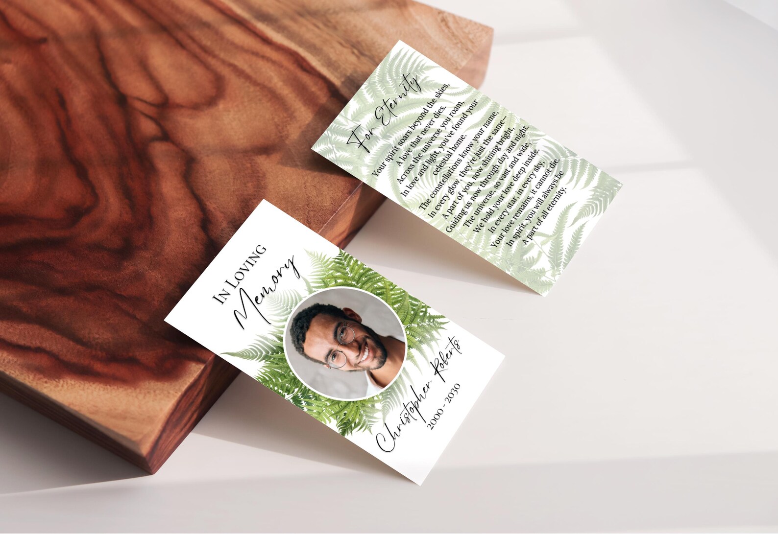 Fern Funeral Prayer Card Template: Editable Memorial Card (digital ...