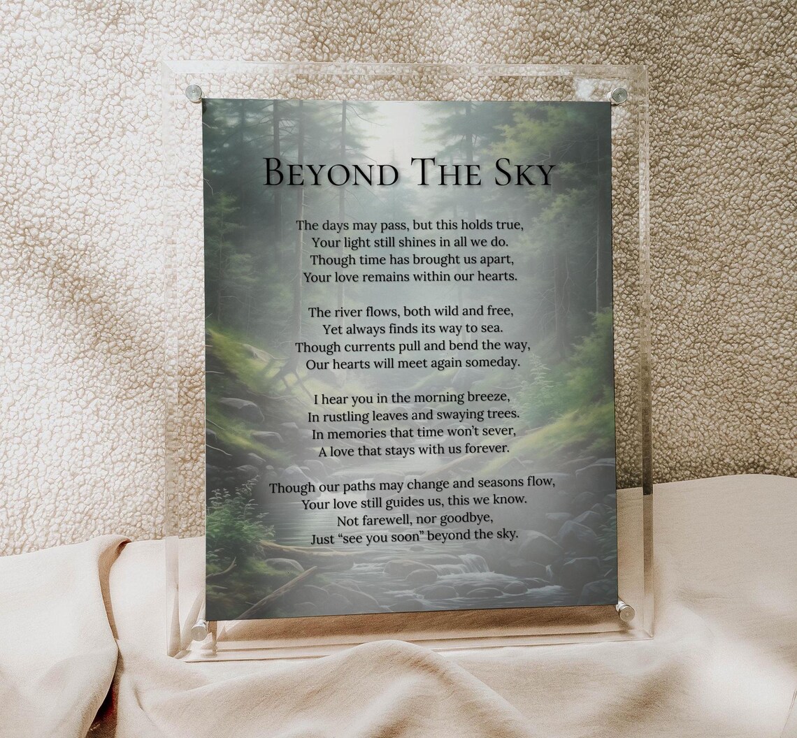 Funeral Poem Sign, Printable Memory Table Sign, Memorial Service ...