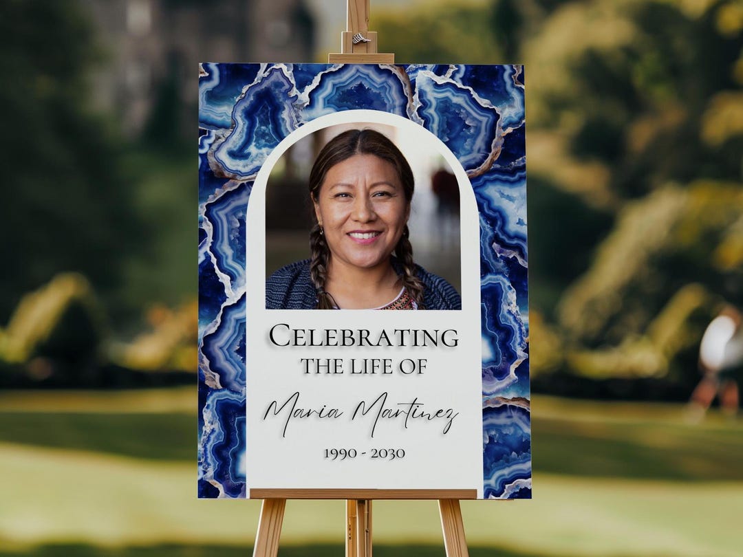 Blue Watercolor Funeral Poster Template: Celebration of Life (digital ...
