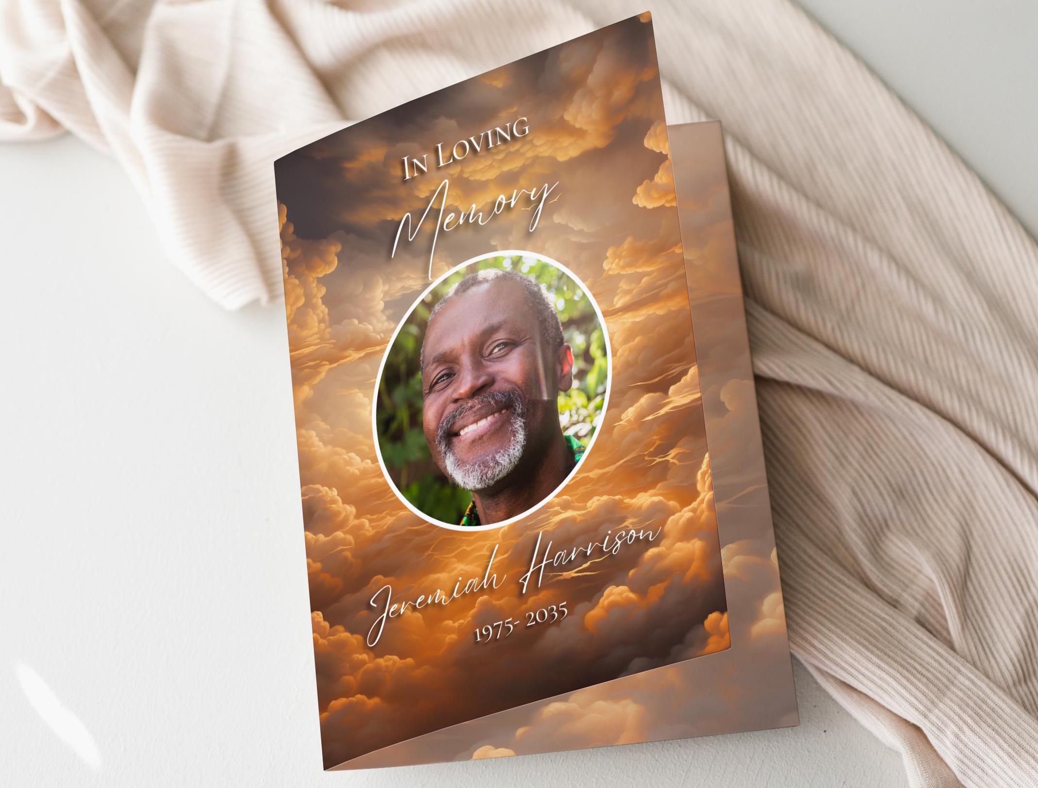 Sunset Funeral Program Template: Editable Memorial Card (digital ...