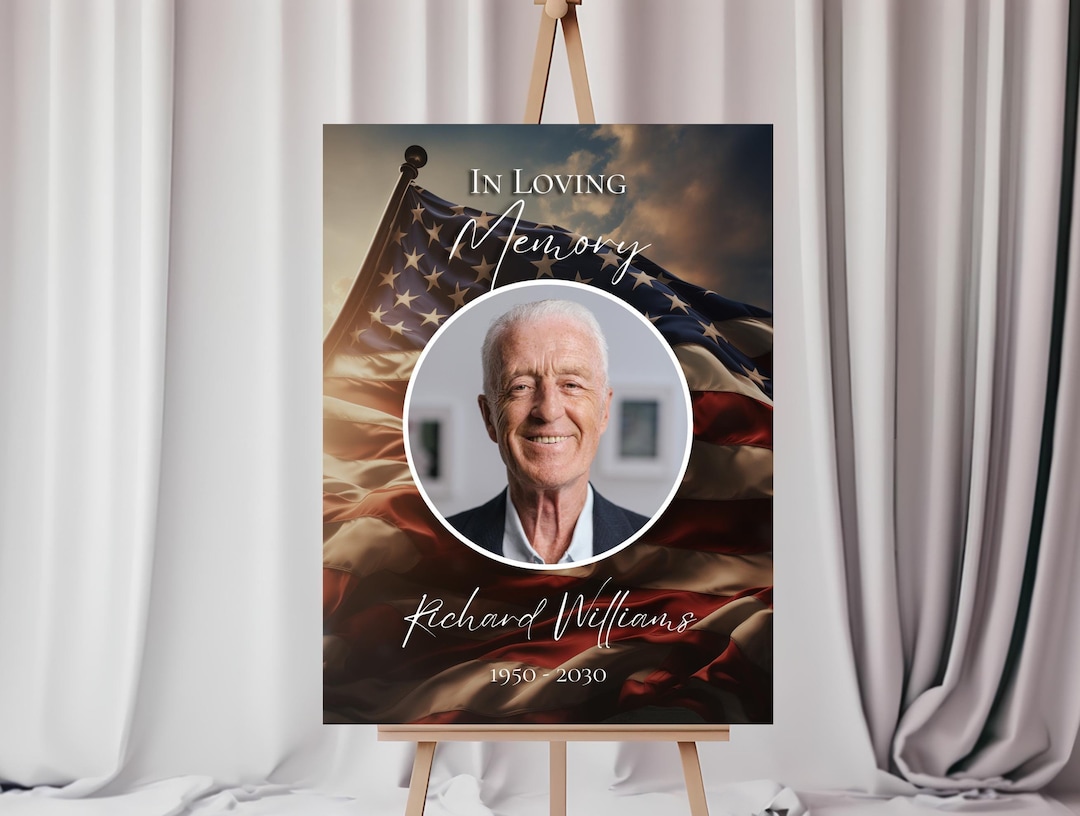 American Flag Celebration of Life Poster: Military Memorial (digital ...