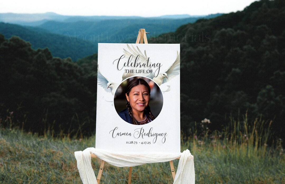 Minimalist Doves Funeral Poster Template Celebration of Life - Etsy