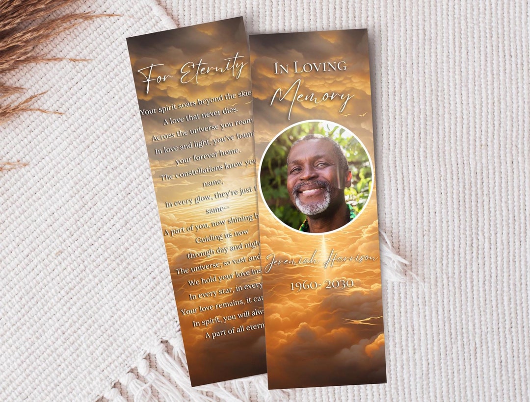 Editable Memorial Bookmark Template, Printable Celebration of Life ...